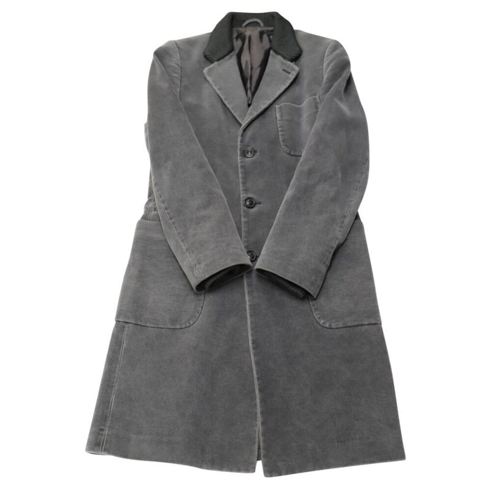 Maison Martin Margiela Corduroy Coat In Grey Cotton - Gem